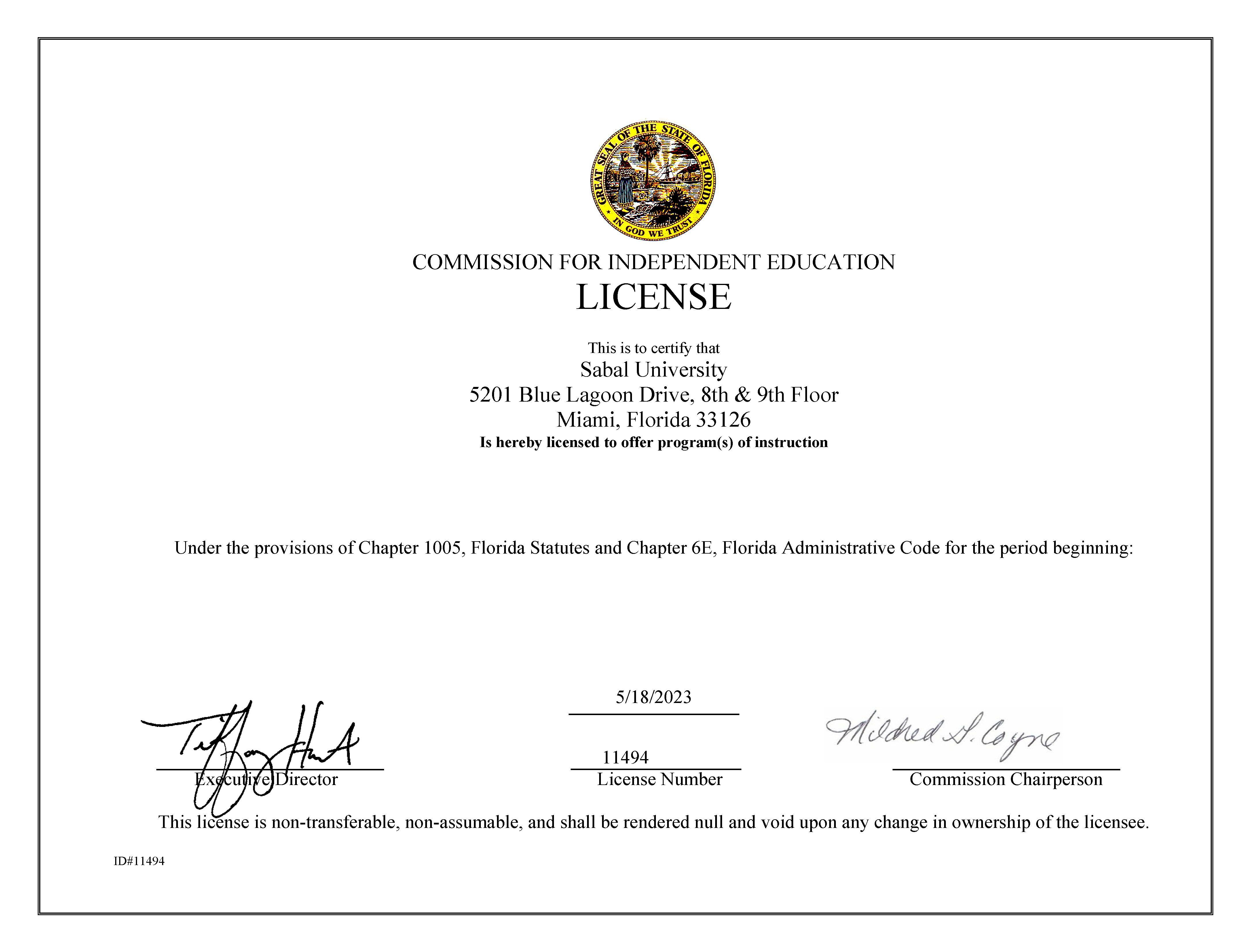 License & Recognition - SABAL University